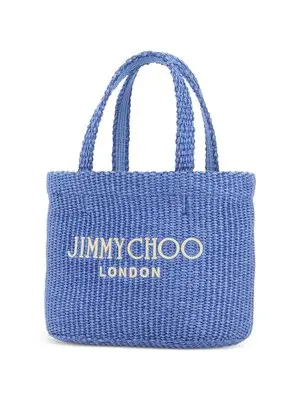 JIMMY CHOO Logo Embroidered Woven Tote Bag - Blue