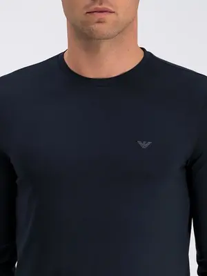 Emporio Armani Printed Logo Longsleeved T-shirt - Black