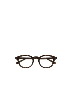 Saint Laurent Round Frame Tortoiseshell Eyeglasses - Black