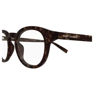 Saint Laurent Round Frame Tortoiseshell Eyeglasses - Black