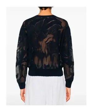 Dries Van Noten Torion Lace V-neck Sweater - Navy