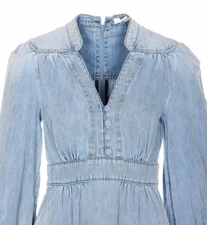 Zimmermann V-neck Flared Denim Midi Dress - Blue