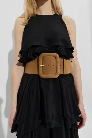 AMI Paris Wide Buckle Belt - Brown