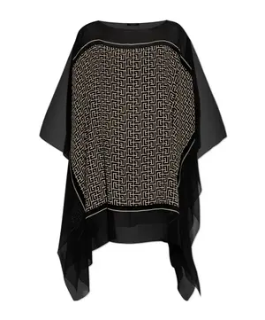 Balmain Geometric Print Kaftan Dress - Black