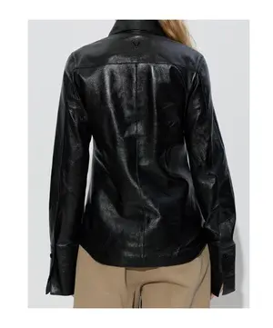 AMI Paris Paneled Leather Shirt