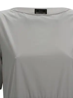 Herno Tiered Midi Dress With Round Neck And Short Sleeves