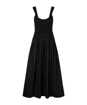 DÔEN Clover Pleated Midi Dress - Black