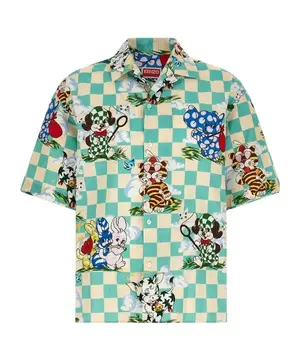 Kenzo Checked Graphic Print Short Sleeved Shirt - Multicolor