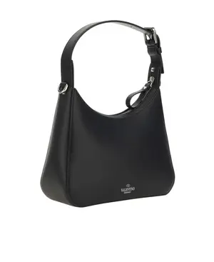 Valentino Garavani Vltn Logo Printed Hobo Bag - Black