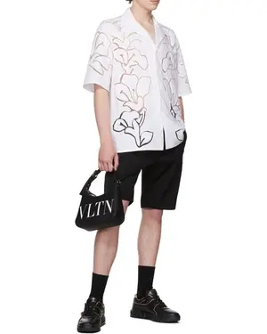 Valentino Garavani Vltn Logo Printed Hobo Bag - Black