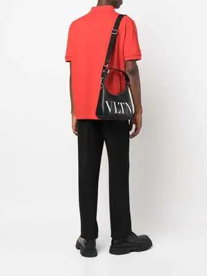 Valentino Garavani Vltn Logo Printed Hobo Bag - Black