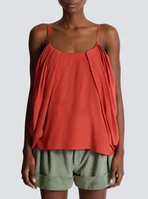 Balmain Draped Silk Crepe Top