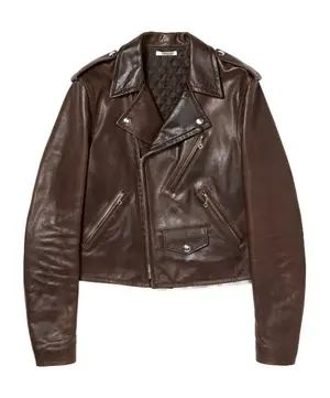 Auralee Leather Zip-detail Biker Jacket