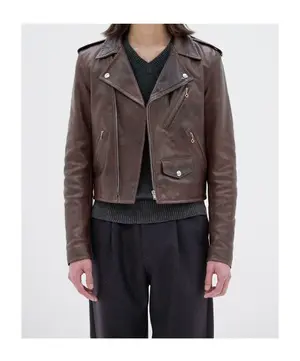 Auralee Leather Zip-detail Biker Jacket