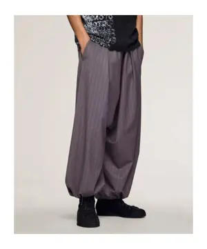 Y3 Pinstriped Drawstring Trousers - Grey