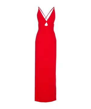 Solace Milly Backless V-neck Maxi Dress - Red
