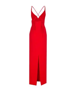 Solace Milly Backless V-neck Maxi Dress - Red