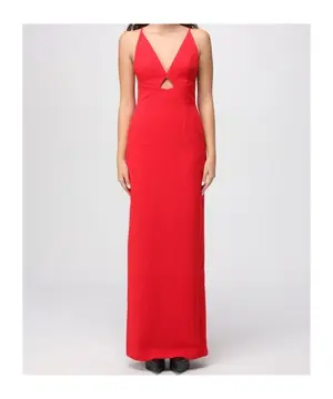 Solace Milly Backless V-neck Maxi Dress - Red