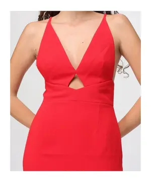 Solace Milly Backless V-neck Maxi Dress - Red