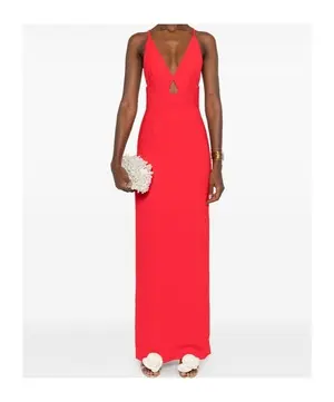 Solace Milly Backless V-neck Maxi Dress - Red