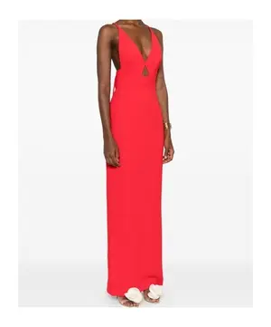 Solace Milly Backless V-neck Maxi Dress - Red