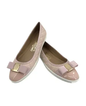 FERRAGAMO Quilted Bow Detail Flats - Brown