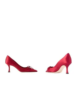 JIMMY CHOO Crystal Bow Satin Pumps