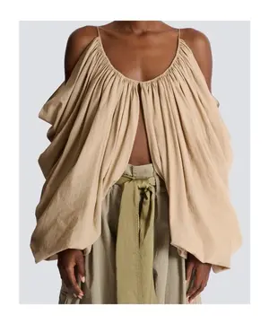 Balmain Strappy Off-the-shoulder Draped Blouse