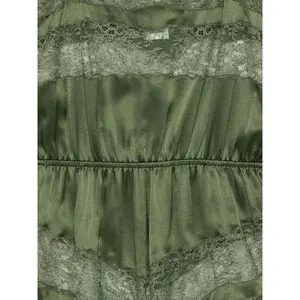 Saint Laurent Silk Satin Lace Jumpsuit - Green