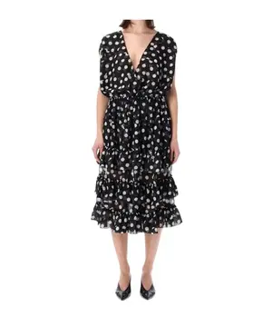 Dries Van Noten Polka Dot Ruffled Midi Dress