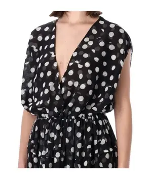 Dries Van Noten Polka Dot Ruffled Midi Dress