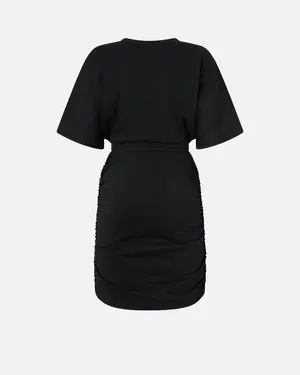 Pinko Ruched Belted T-shirt Dress - Black
