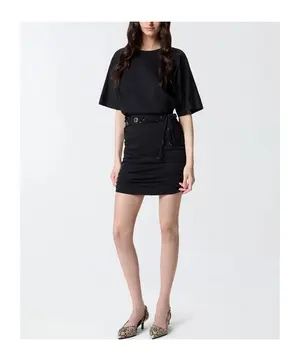 Pinko Ruched Belted T-shirt Dress - Black