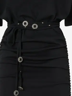 Pinko Ruched Belted T-shirt Dress - Black