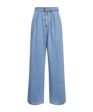 Dries Van Noten Pleated Wide-leg Jeans - Light Blue