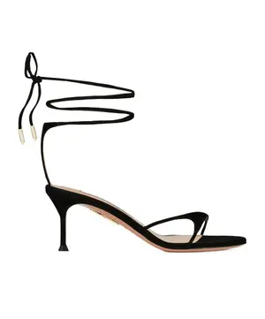 AQUAZZURA Suede Bikini Sandals - Black
