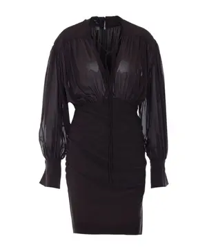 Pinko Long Sleeve V-neck Mesh Dress