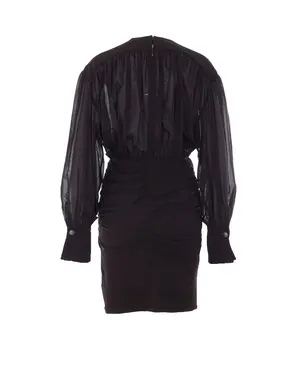 Pinko Long Sleeve V-neck Mesh Dress