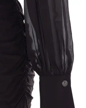 Pinko Long Sleeve V-neck Mesh Dress