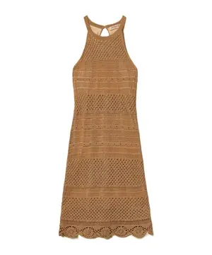 TWINSET Openwork Halterneck Knitted Dress - Brown
