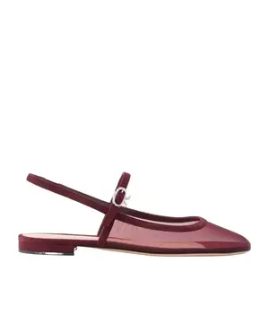 GIANVITO ROSSI Suede-trimmed Mesh Slingback Flats