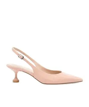 STUART WEITZMAN Pointed-toe Slingback Kitten Heel Sandals - Blush