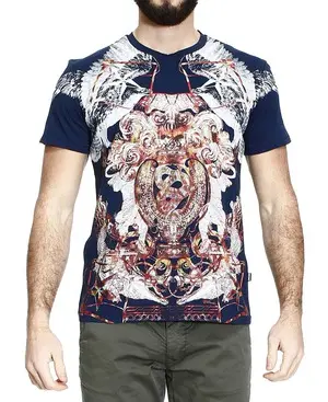 Just Cavalli Navy Blue Printed T-shirt