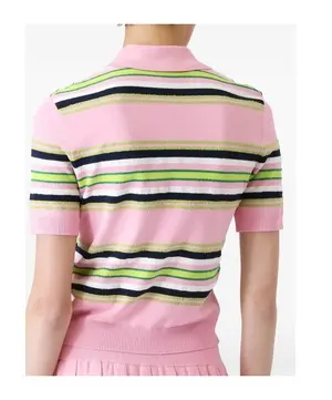 Casablanca Striped Knit Polo T-shirt - Pink