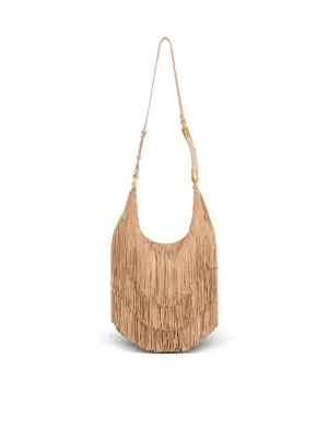 Balmain Fringed Suede Hobo Bag