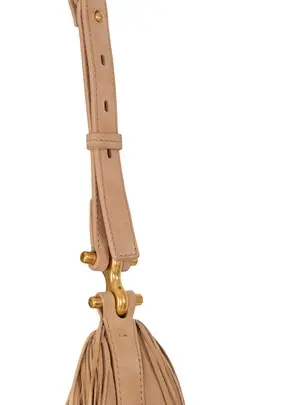 Balmain Fringed Suede Hobo Bag