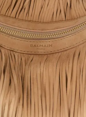 Balmain Fringed Suede Hobo Bag