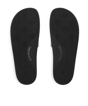 Burberry Checked Slip-on Slides - Black