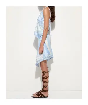 Emilio Pucci Printed Asymmetric Strap Top - Light Blue