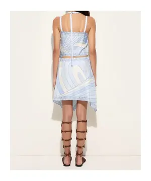 Emilio Pucci Printed Asymmetric Strap Top - Light Blue